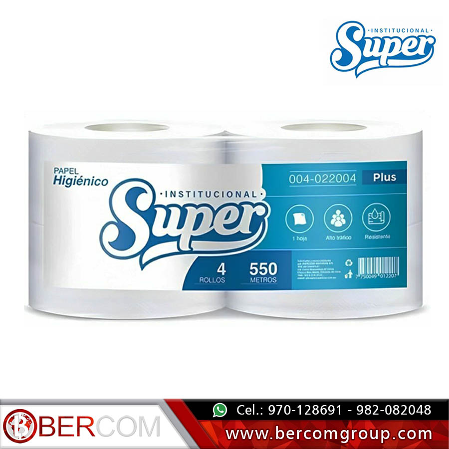 Papel higiénico jumbo Super blanco plus super 4 rollos x 500 mts ...