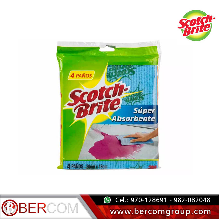PAÑOS SCOTCH BRITE SUPER ABSORBENTE X 4 UN - Bercom Group